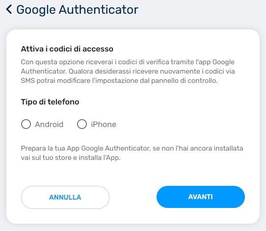 Passa alla App Google Authenticator - Libero Aiuto
